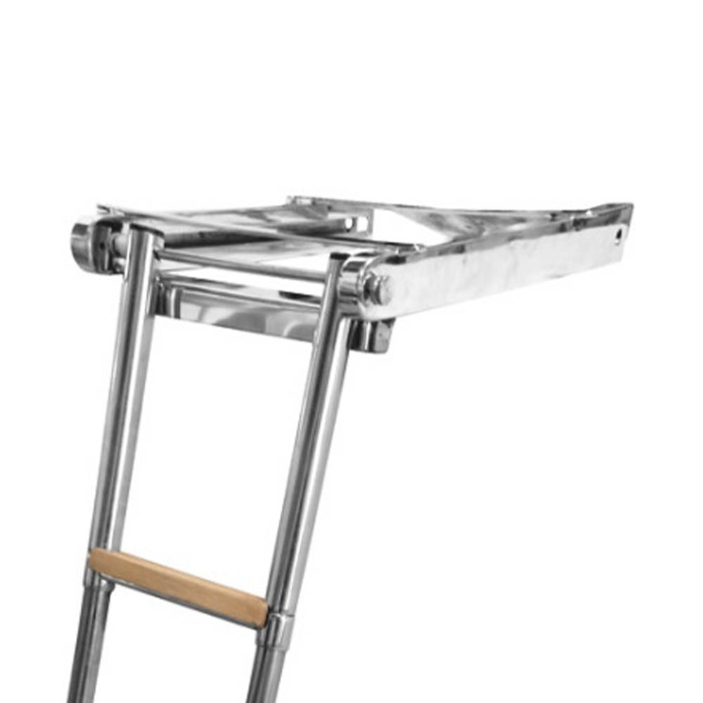 Telescopic Under-plank Ladder With 4 Wooden Steps - Sedilmare | Grey 4 ...